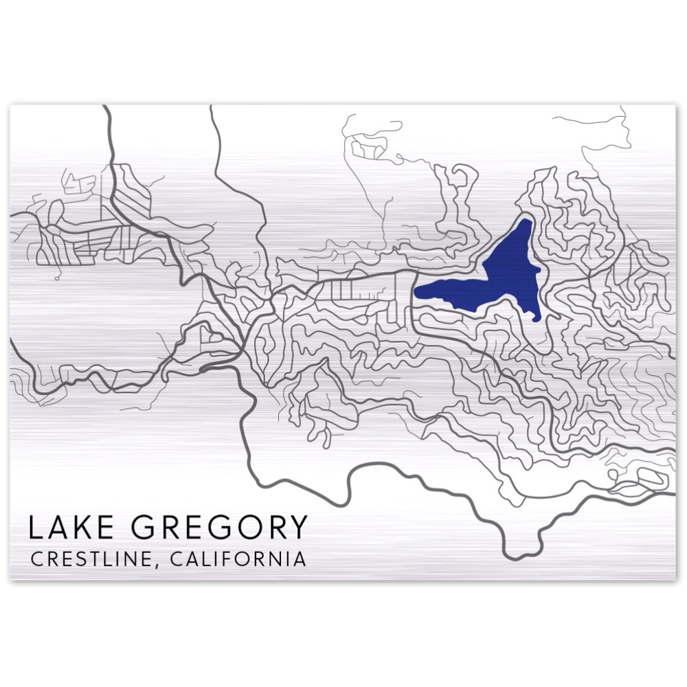 Lake Gregory/Crestline Street Map - Brushed Aluminum Print – Wears The ...