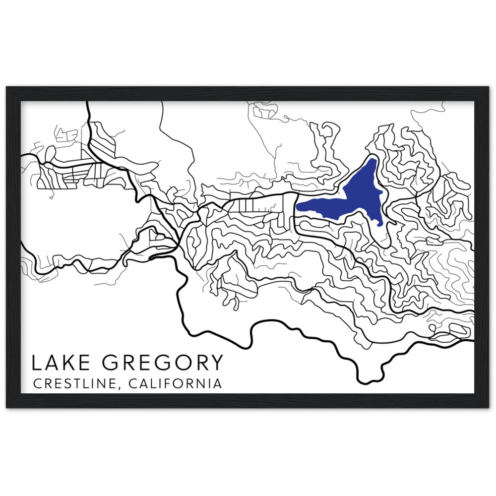 Lake Gregory/Crestline Street Map - Premium Wooden Framed Poster ...